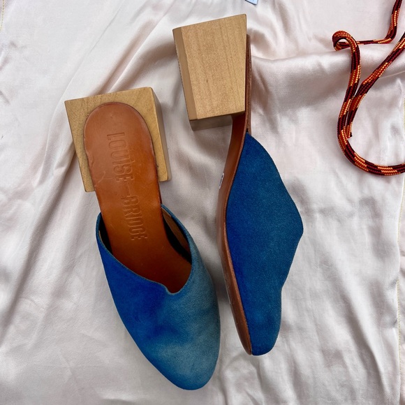 Louise-Bridge | Shoes | Sun Faded Cobalt Blue Block Heel Mule | Poshmark